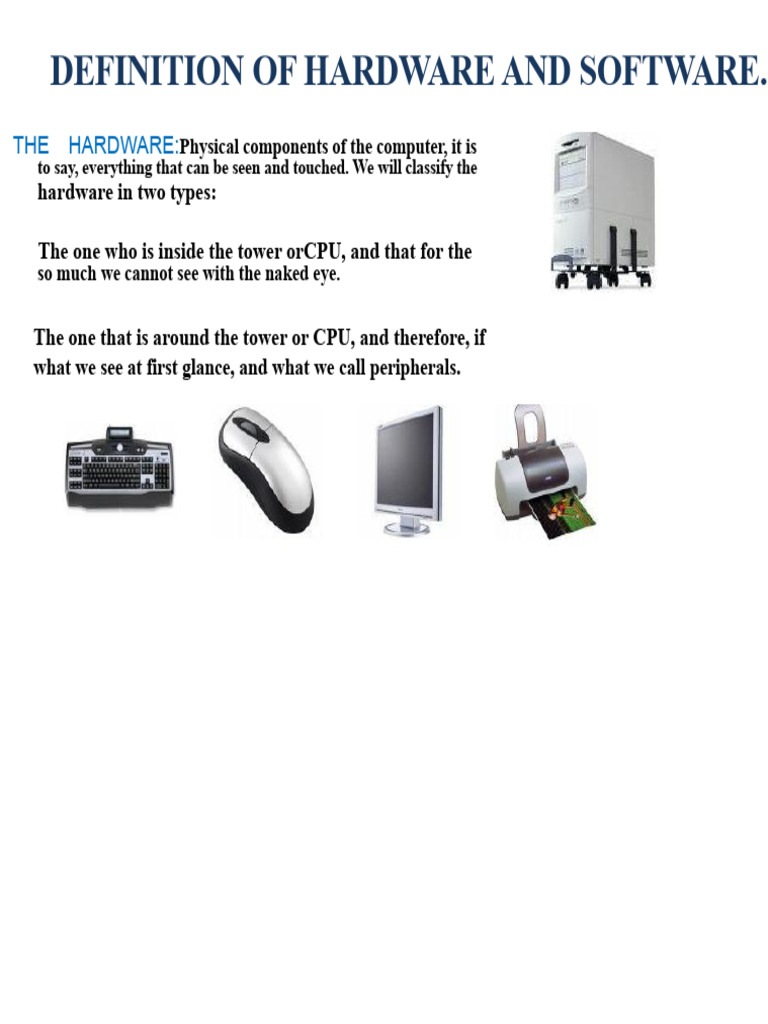 DEFINITION OF HARDWARE AND SOFTWARE | PDF | Computer Hardware ...