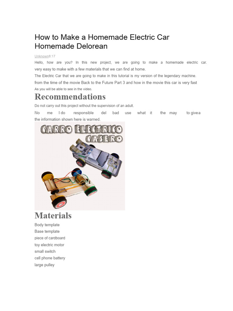 Homemade Electric Car | PDF