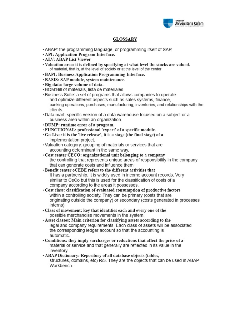 SAP Terminology and Definitions Guide | PDF | Computing | Information ...