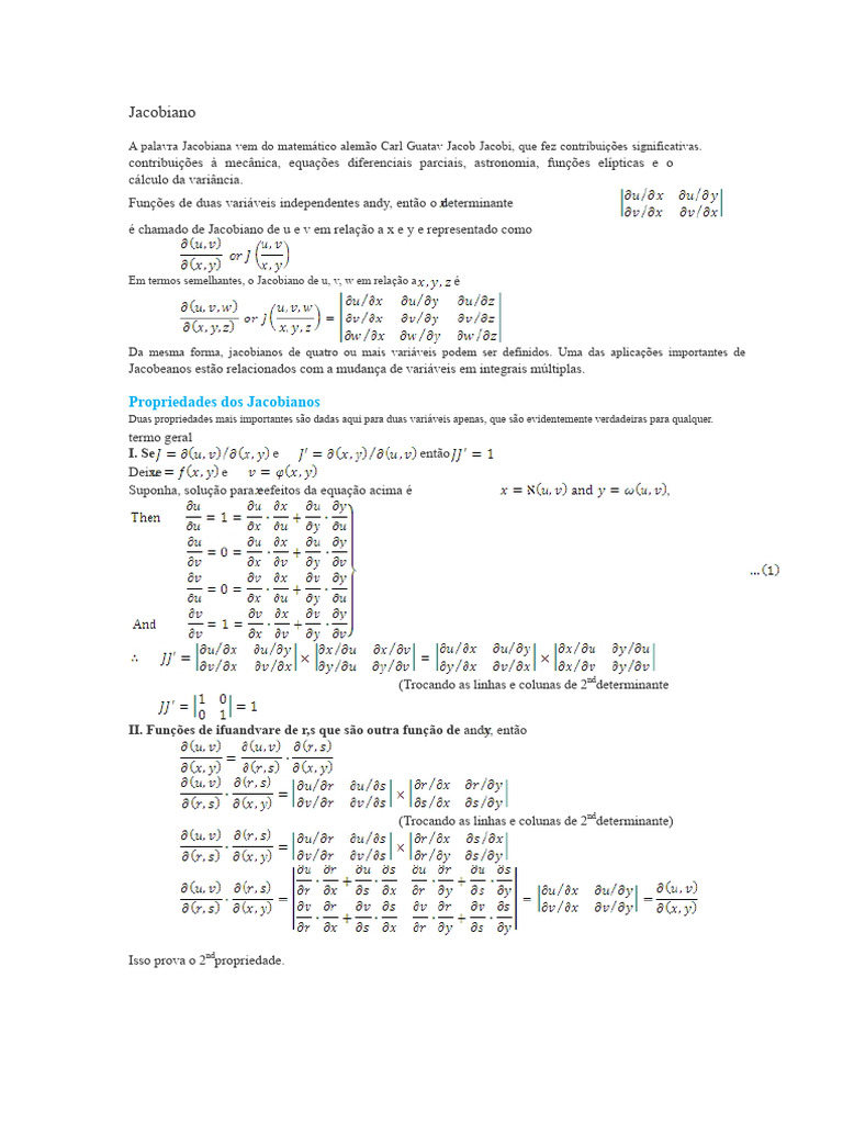 Jacobian e suas Propriedades | PDF