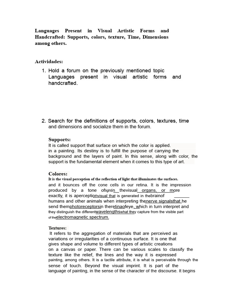 Languages Present in Visual and Craft Artistic Forms | PDF | Color | Senses