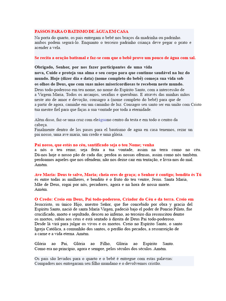 Guia do Batismo de Água em Casa | PDF | Oração | Crença e doutrina ...