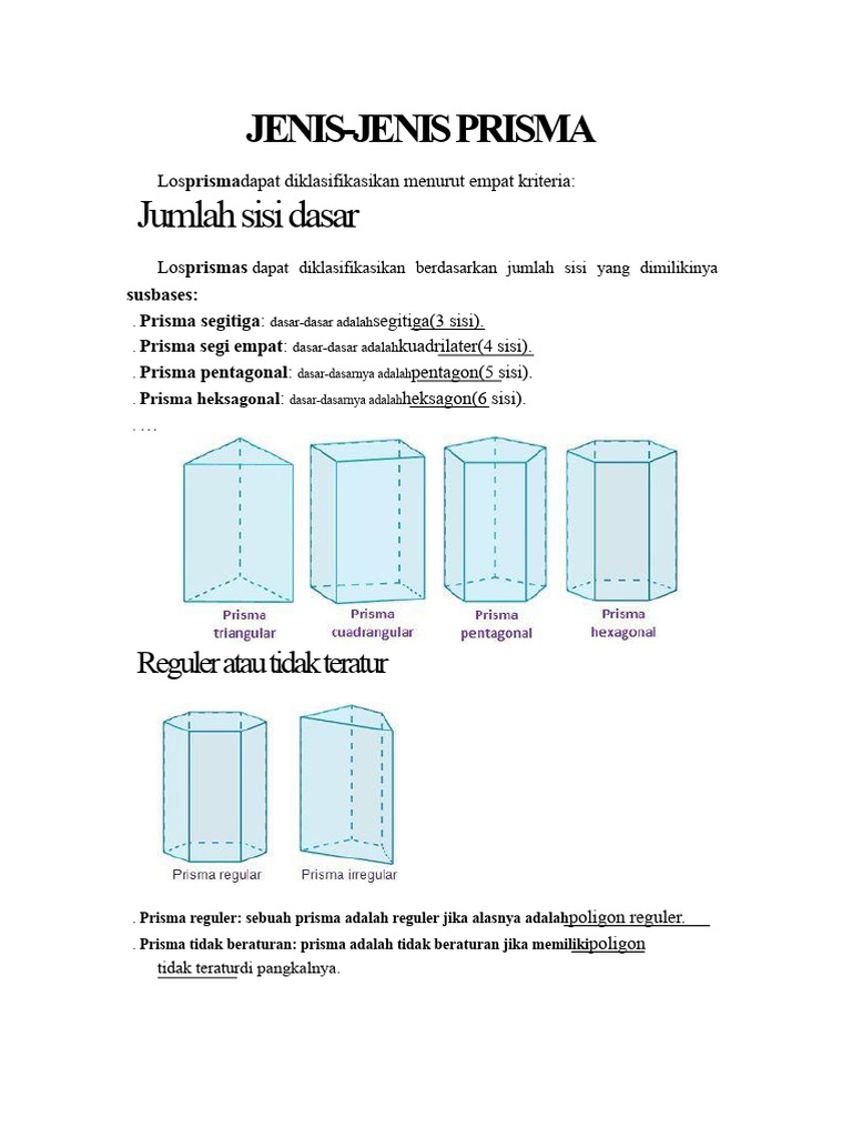 Jenis-Jenis Prisma dan Piramida Geometri | PDF