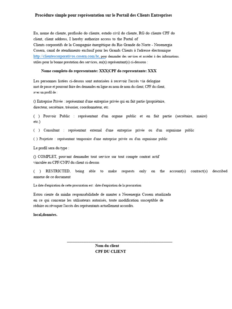 MODÈLE DE PROCURATION | PDF