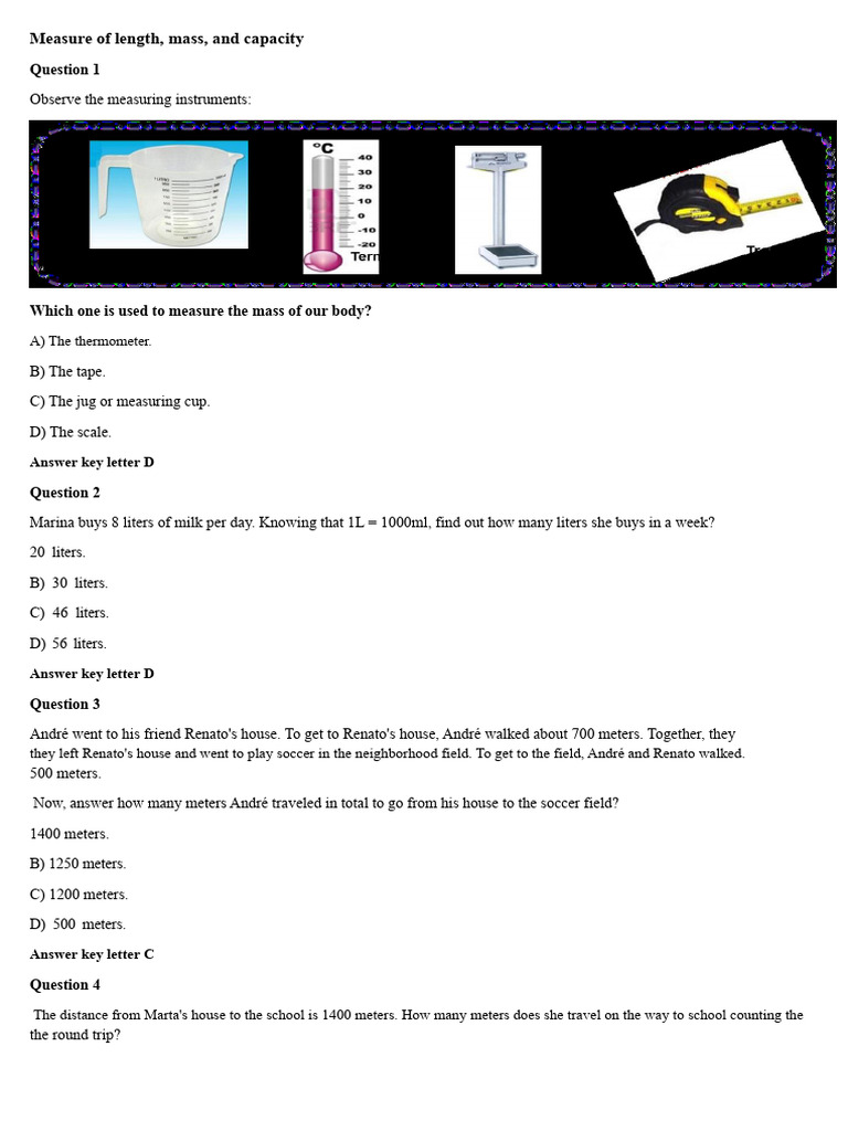Measurement of Length - 5th GRADE | PDF | Litre | Kilogram
