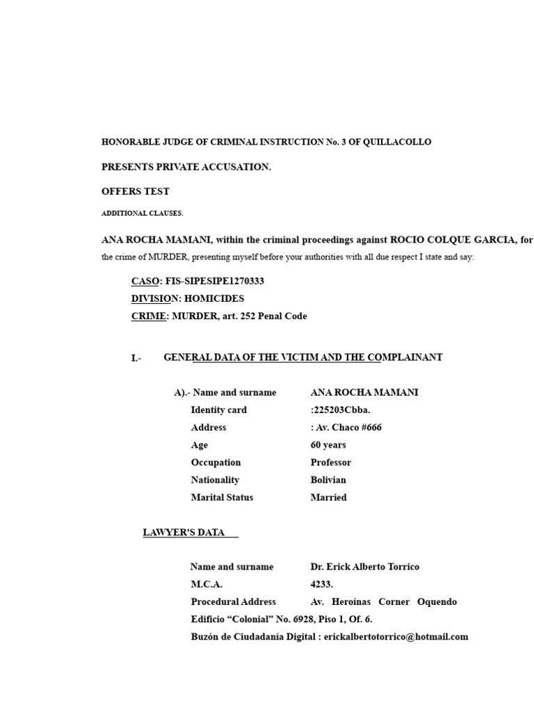 Private Accusation in Murder Case | PDF | Crimes | Crime & Violence