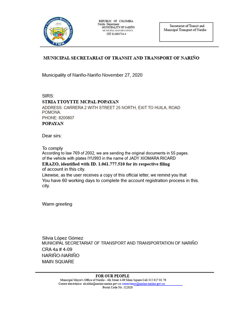 TRANSMITTAL LETTER.... | PDF | Road Transport | Land Transport