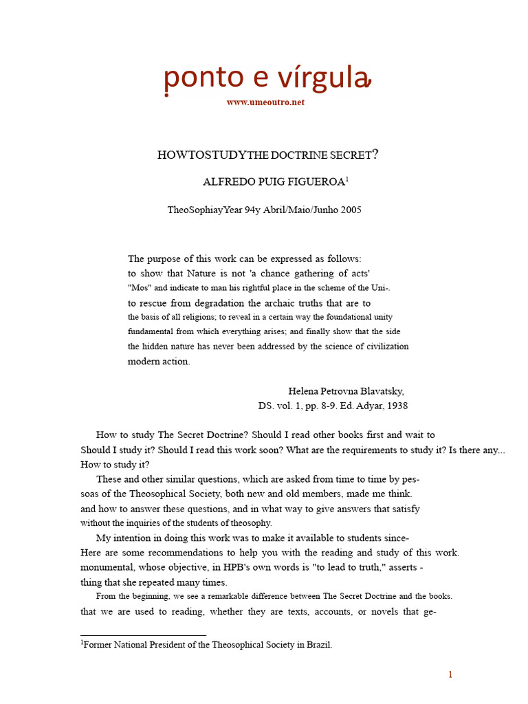 How to Study The Secret Doctrine | PDF | Helena Blavatsky | Theosophy