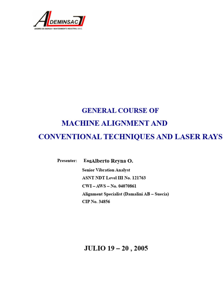 Machine Alignment Manual | PDF | Concrete | Rotation