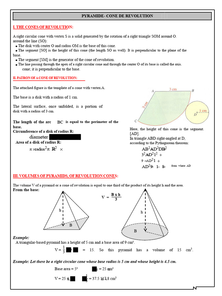 Cones of Revolution and Volume Calculations | PDF | Euclidean Geometry ...