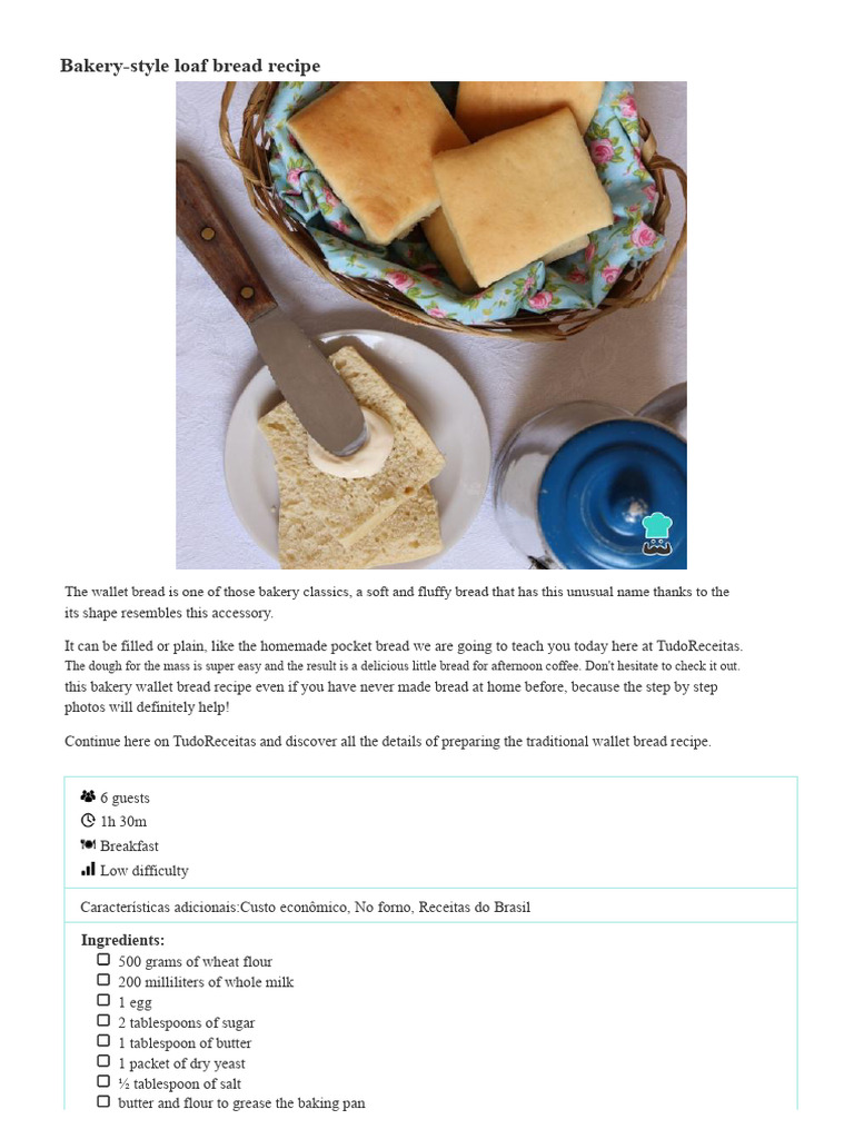 Bakery wallet bread | PDF | Breads | Dough