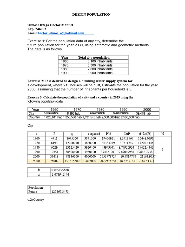 Exercises On Future Population | PDF | Mathematics | Applied Mathematics