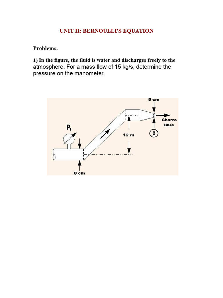 Bernoulli's Equation Fluid Problems | PDF