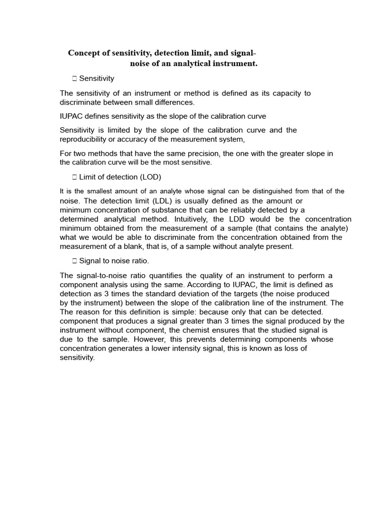 Concept of Sensitivity | PDF | Detection Limit | Analysis
