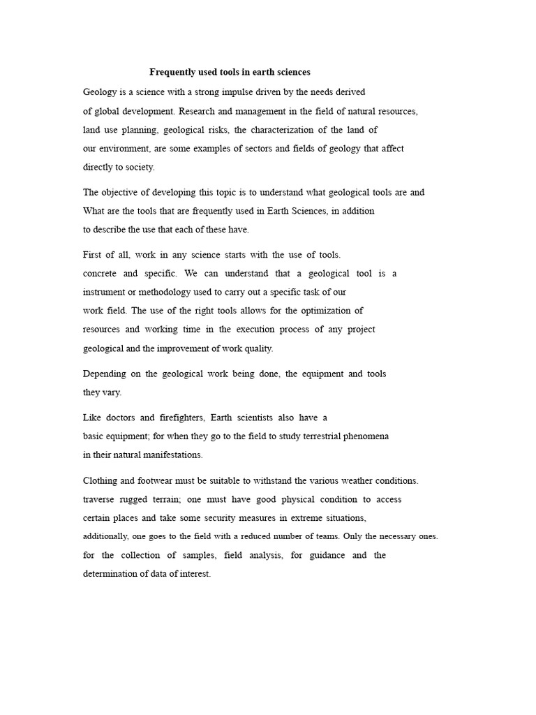 Essential Tools for Earth Sciences | PDF | Geology | Science