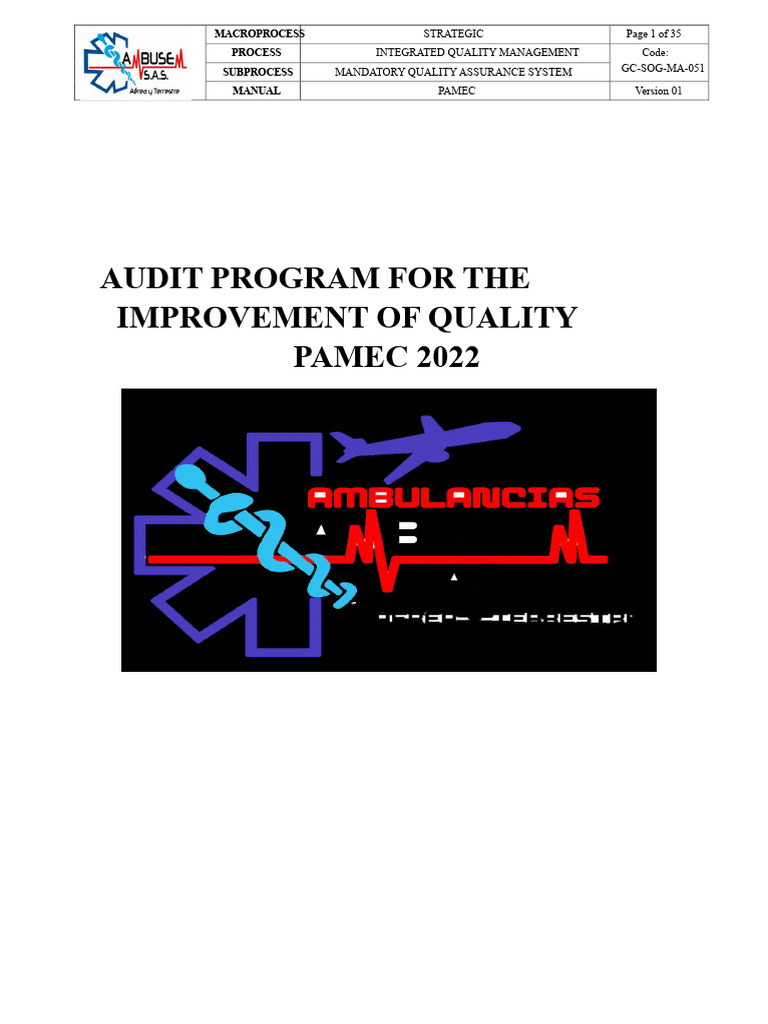 Pamec 2022 Ambusem Sas | PDF | Audit | Quality Management