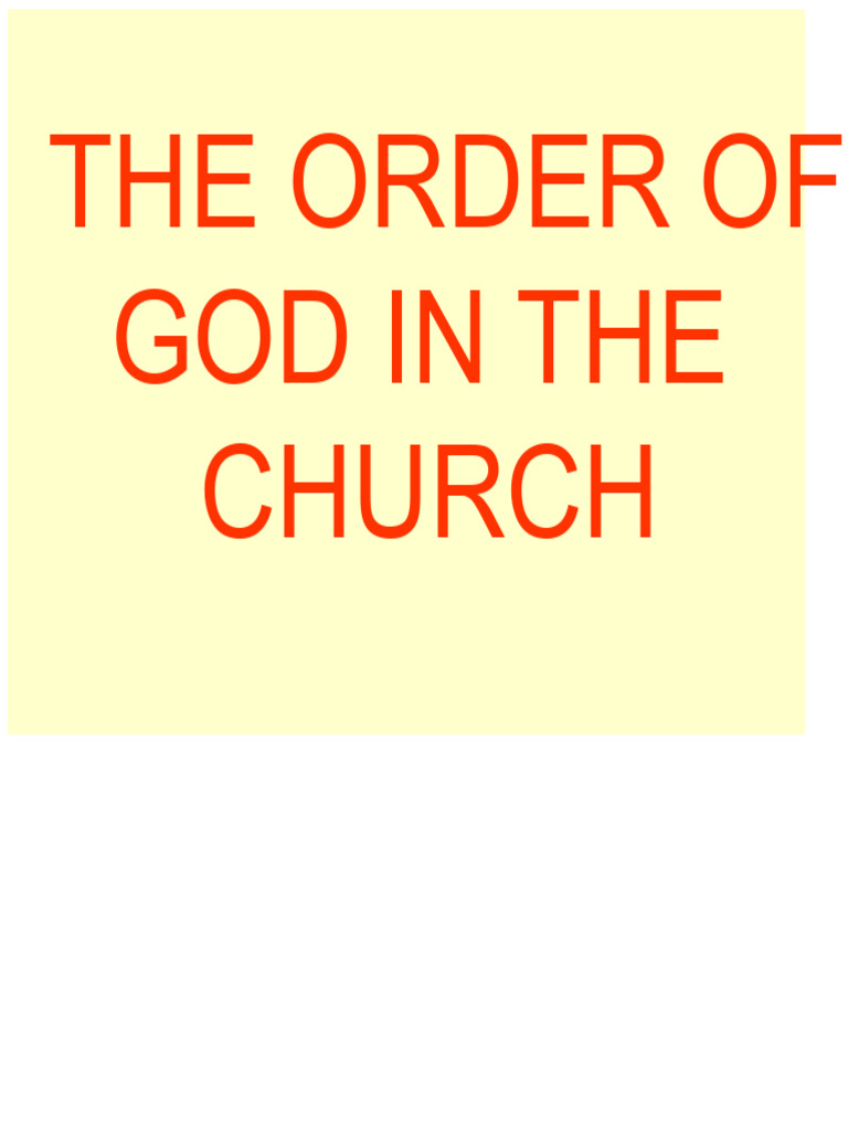 The Order of God in the Church | PDF | Spiritual Gift | Baptism