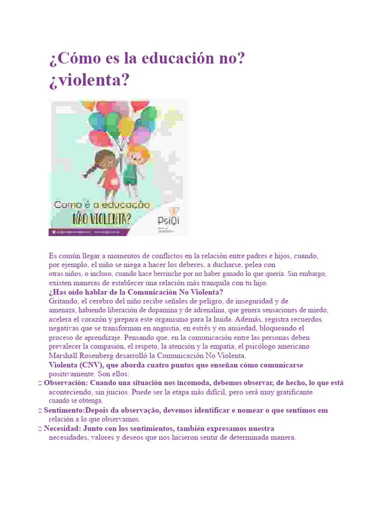 Comunicación No Violenta en la Crianza | PDF | Las emociones | Cognición