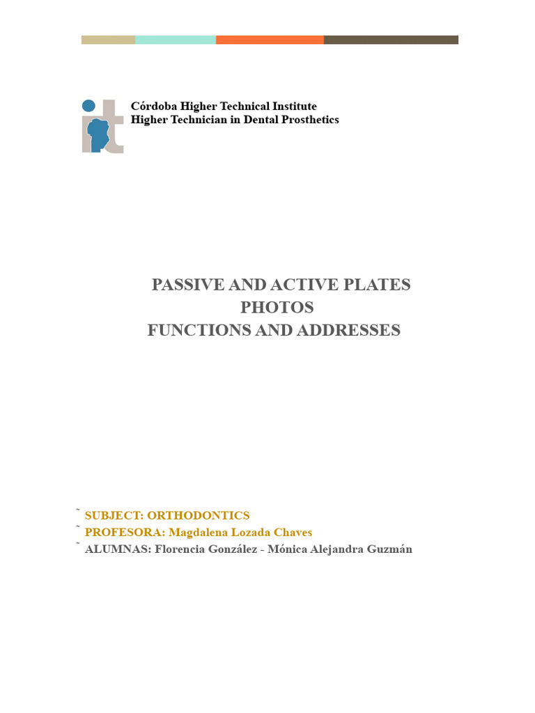 Passive Plates, Active Plates, Photos, Functions and Addresses | PDF ...