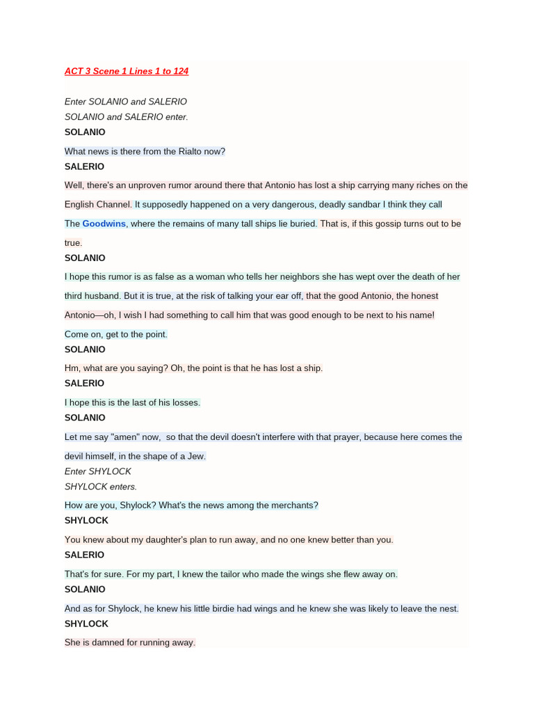 Shylock's Revenge and Antonio's Losses | PDF | The Merchant Of Venice