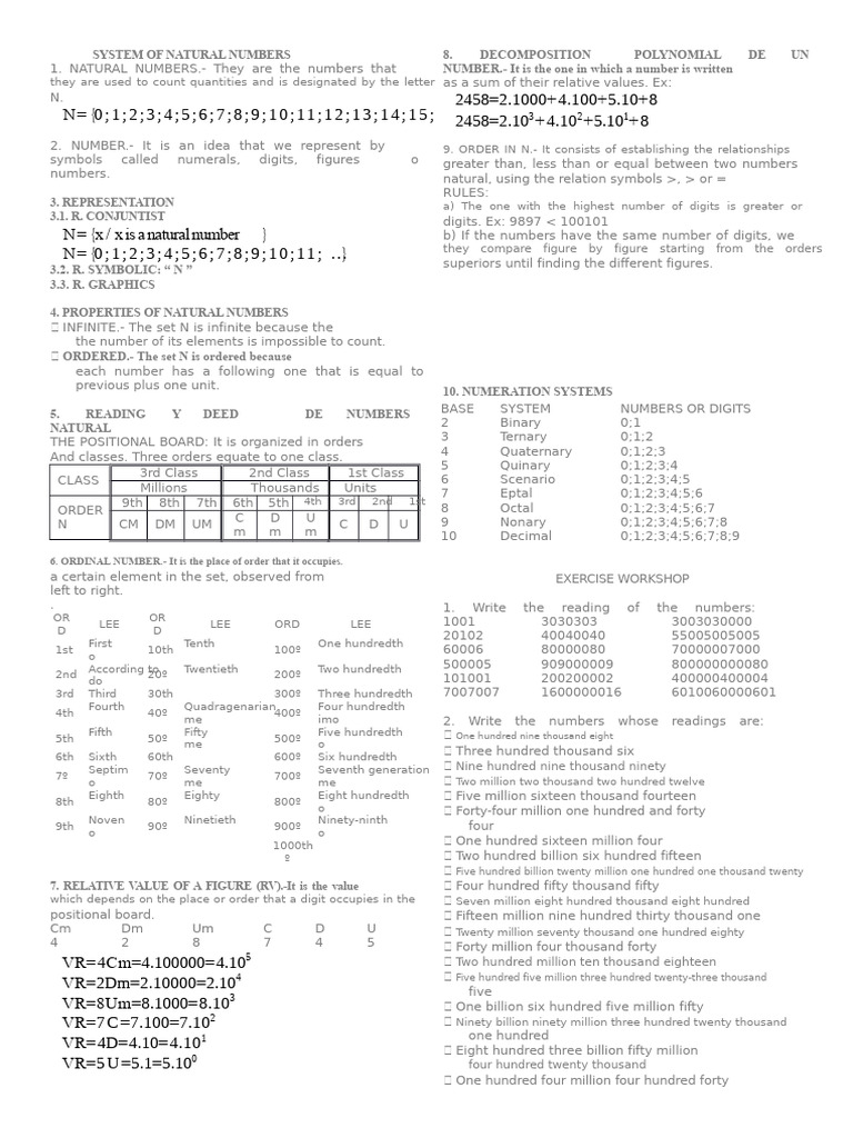 Understanding Natural Numbers and Operations | PDF | Division ...