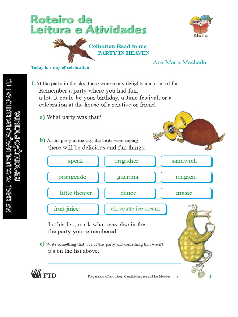 READING SCRIPT AND ACTIVITIES PARTY IN THE SKY | PDF