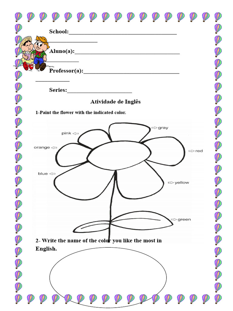 English Activity: Color and Write | PDF