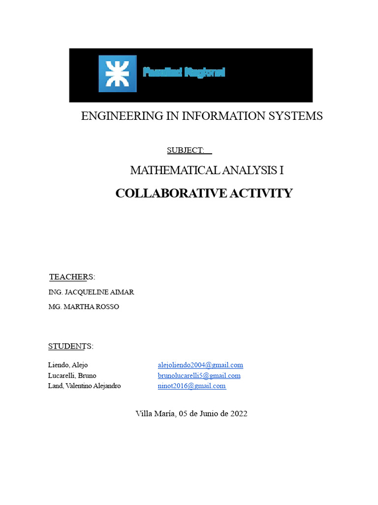 Report - Collaborative Activity - Mathematical Analysis I - Liendo ...