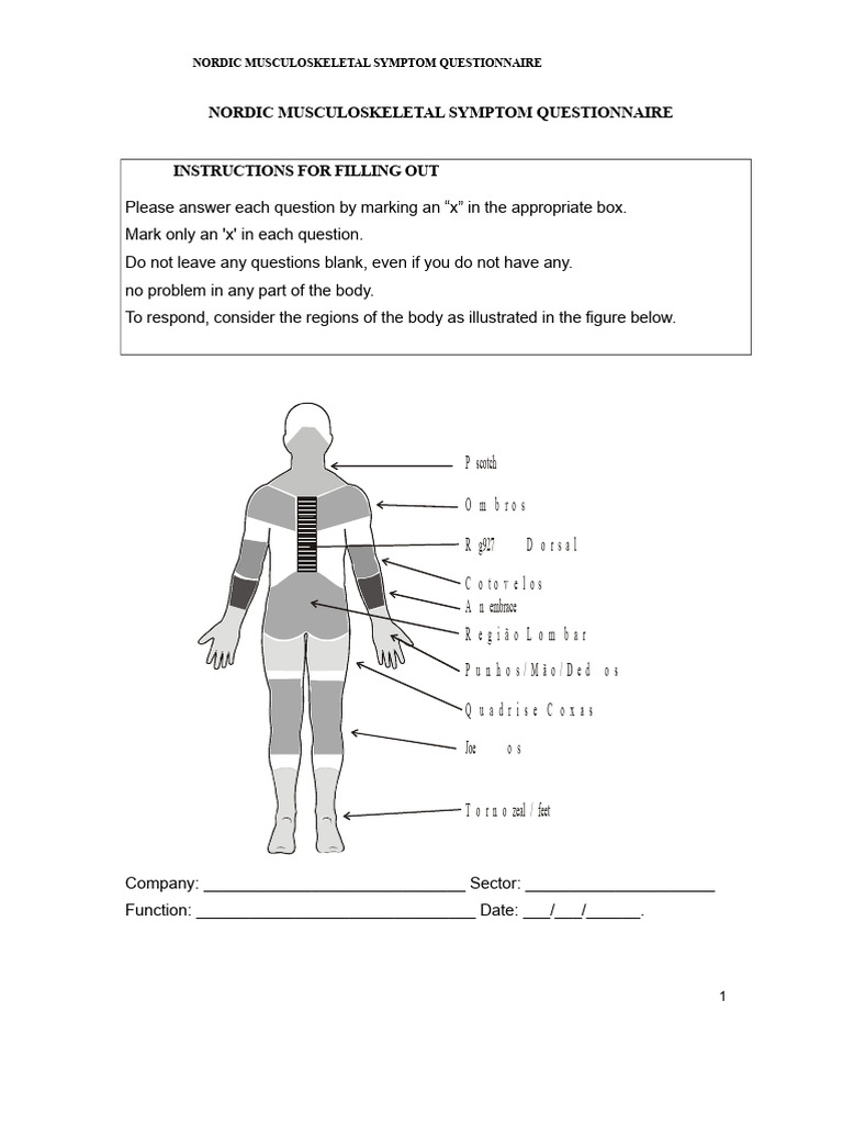 Nordic Musculoskeletal Symptom Survey | PDF | Elbow | Hand
