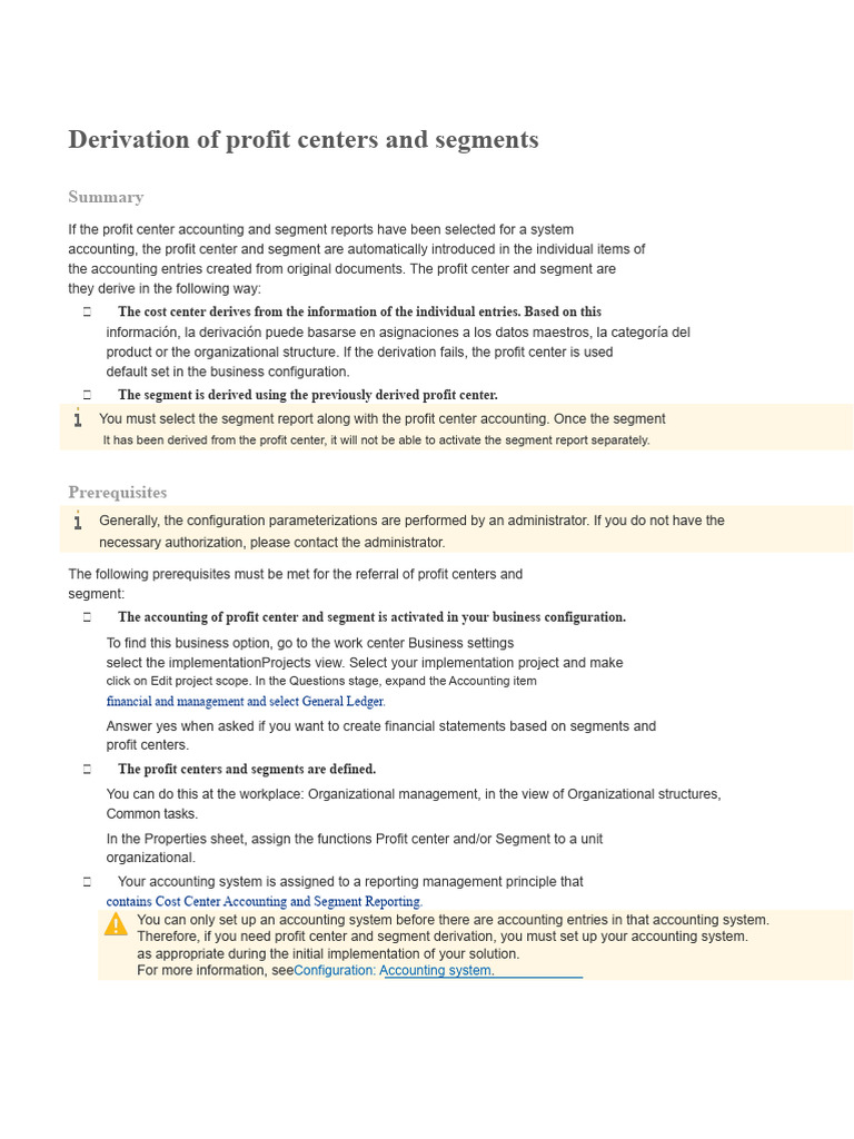 Derivation of Profit Centers and Segments | PDF | Income Statement ...