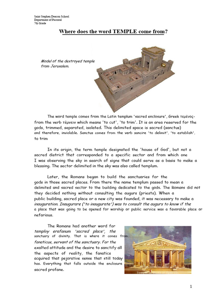 Origin and Meaning of the Word Temple | PDF | Temple | Temple In Jerusalem