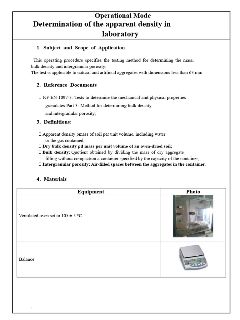 Apparent Density Testing Procedure | PDF | Density | Porosity