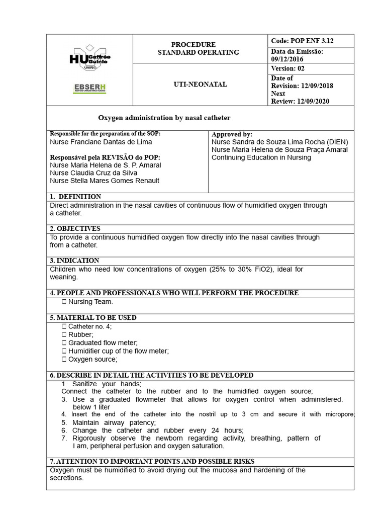 Pop 3.12_administration of Oxygen by Nasal Cannula (1) | PDF | Medical ...