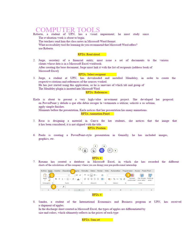 Computer Tools Ef | PDF | Microsoft Excel | Microsoft Word