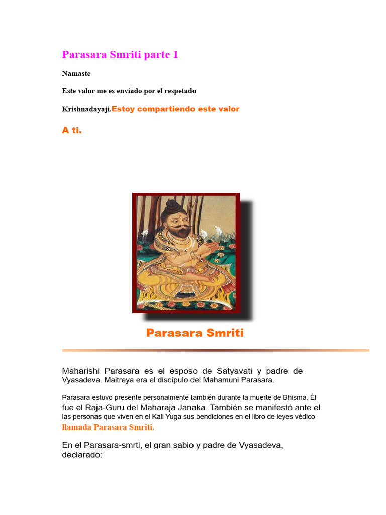 Introducción a la Parasara Smriti | PDF | brahmán | Vedas