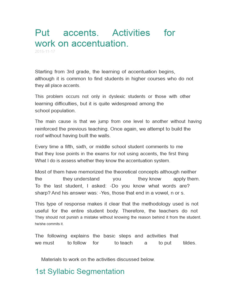Put Accents | PDF | Stress (Linguistics) | Syllable