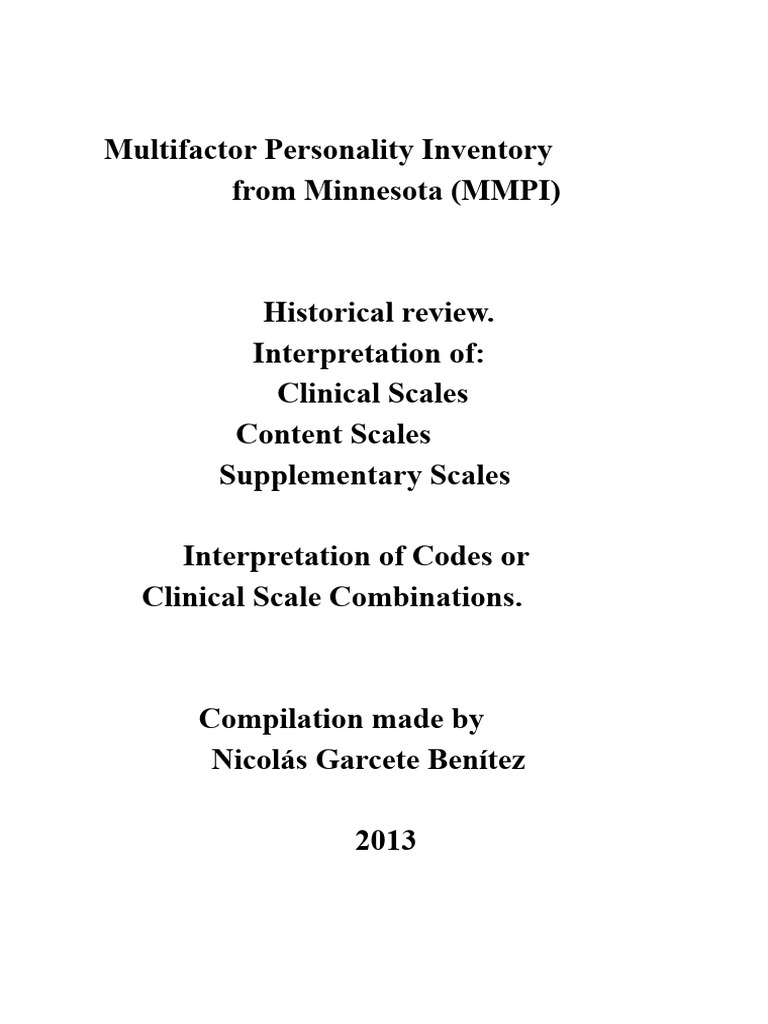 MMPI 2 Content and Supplementary Scales. | PDF | Psychometrics ...