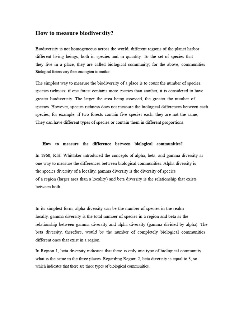 How To Measure Biodiversity | PDF | Biodiversity | Species
