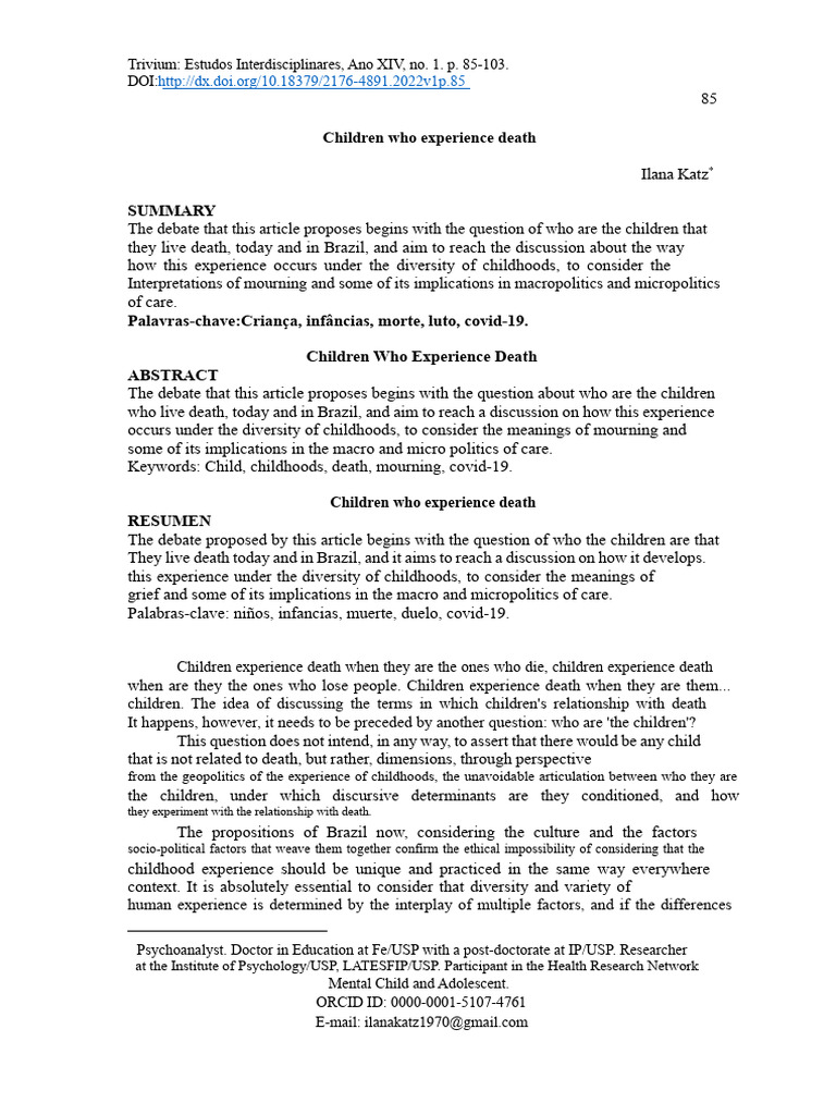 Understanding Children's Grief in Brazil | PDF | Sigmund Freud ...