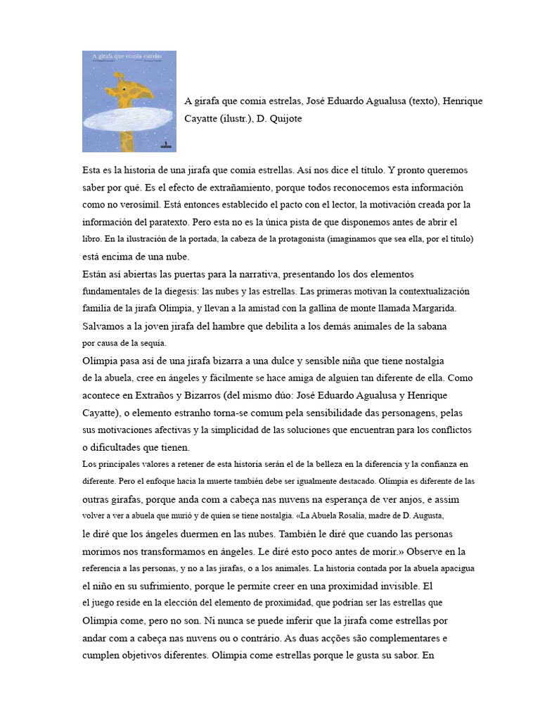 La jirafa que comía estrellas: amistad y diferencias | PDF