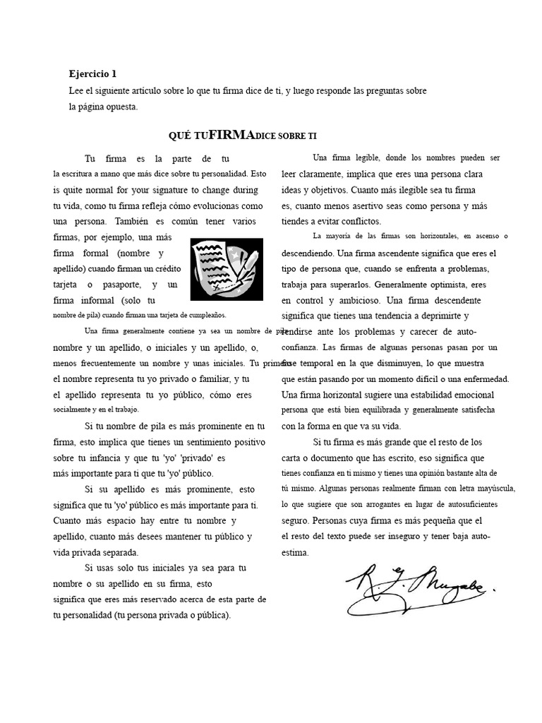 ¿Qué revela tu firma sobre ti? | PDF
