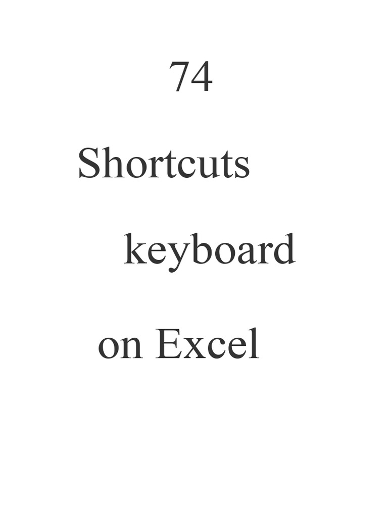Essential Excel Keyboard Shortcuts Guide | PDF | Microsoft Excel ...