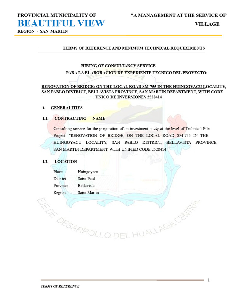 Bridge Renovation Project Terms of Reference | PDF | Road | Infrastructure