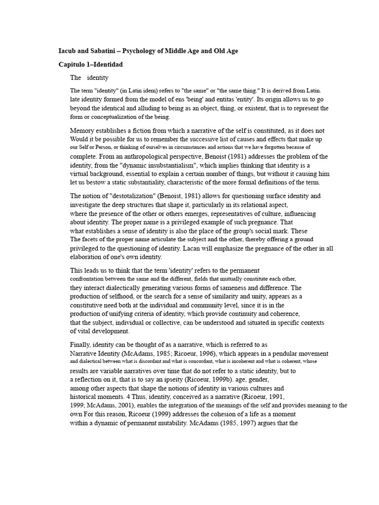 Iacub and Sabatini - Psychology of Middle Age and Old Age | PDF | Major ...