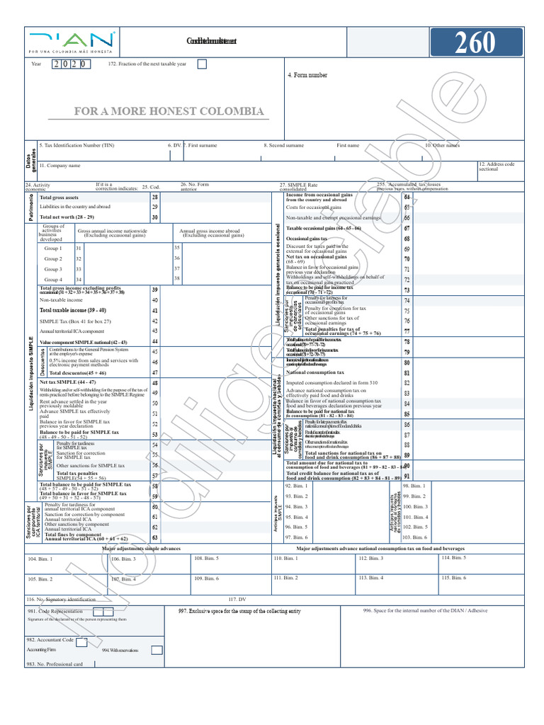 Form 260 Tax year 2020 Simple annual regime print | PDF | Taxes | Gross ...