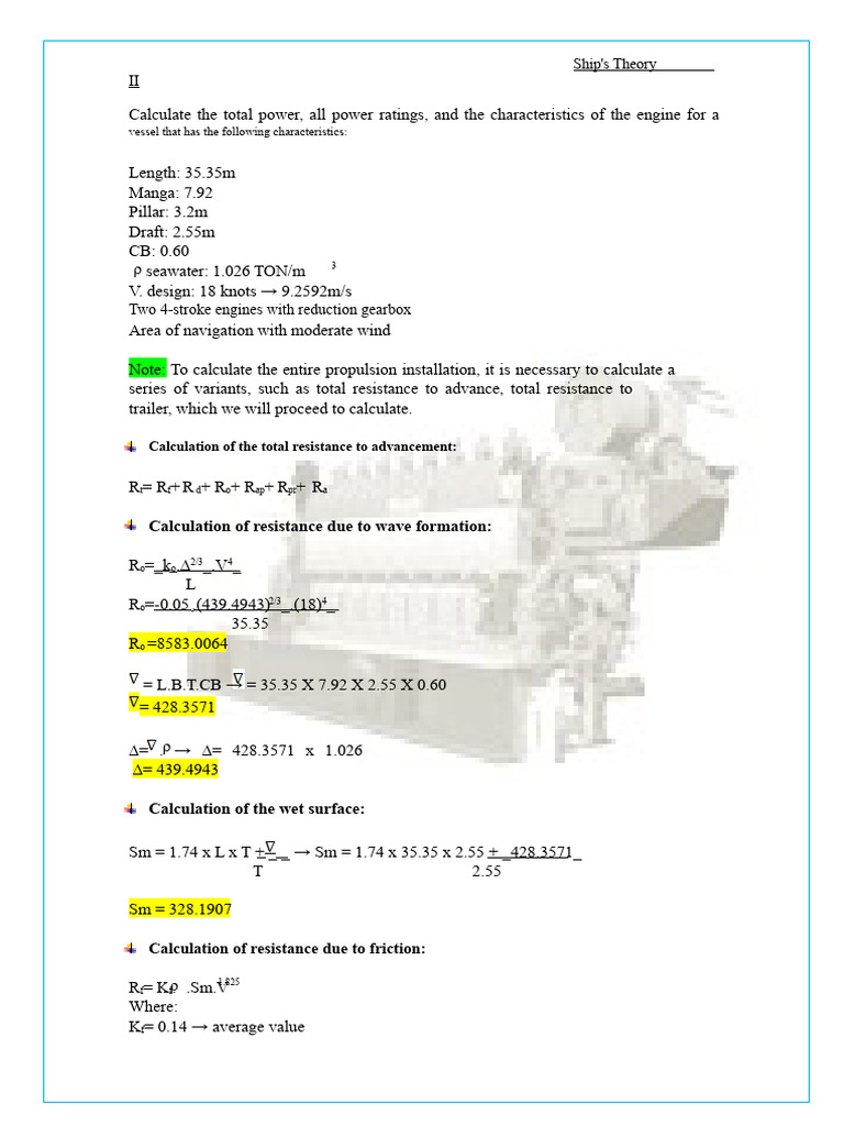 power calculation of a ship | PDF | Horsepower | Ships