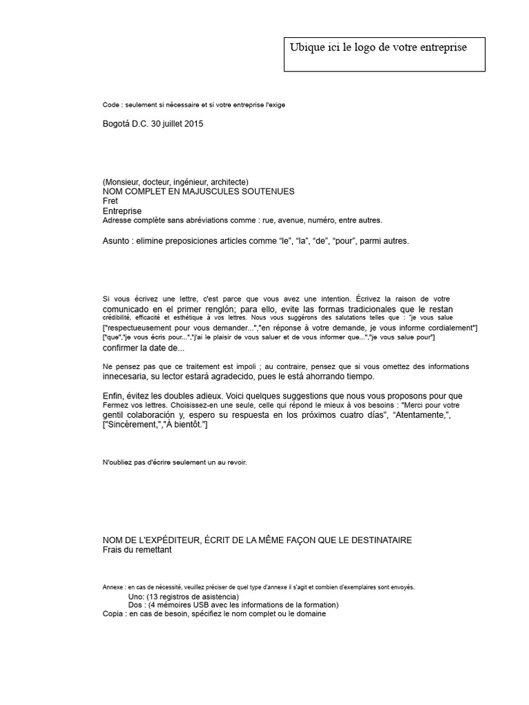 Guide pour rédiger des lettres professionnelles | PDF