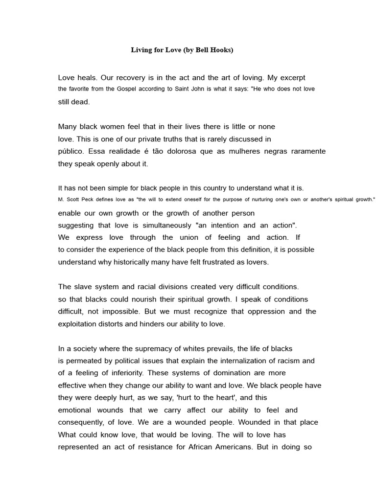 Living For Love - Bell Hooks PDF | PDF | Love | Feeling