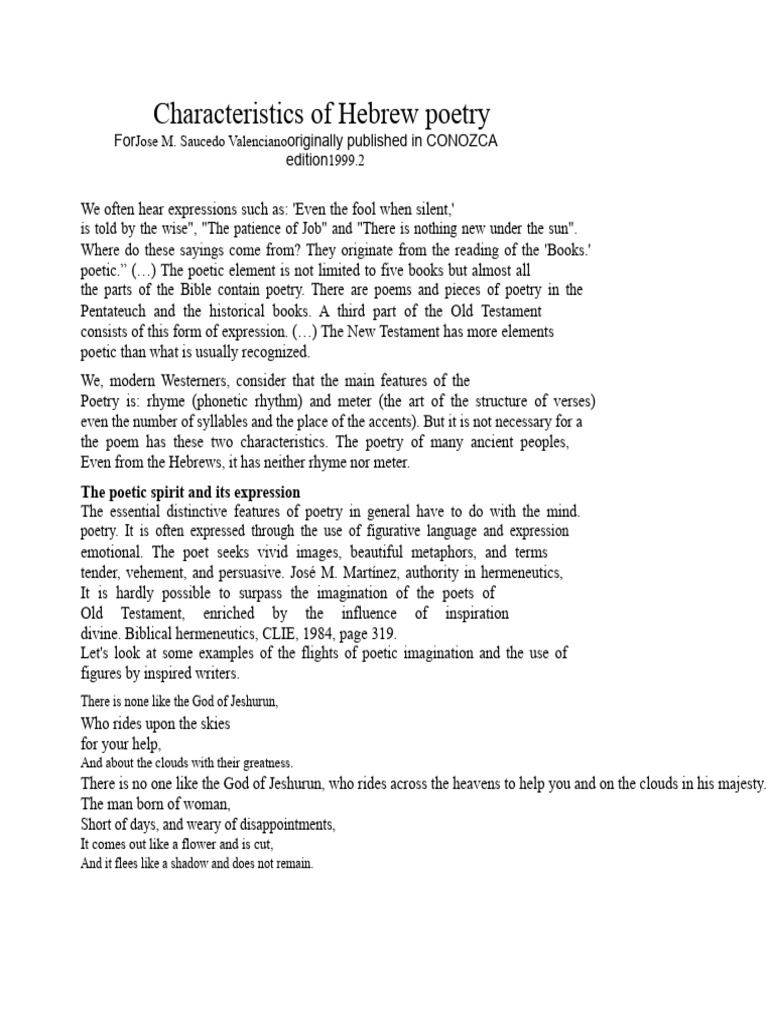Understanding Hebrew Poetry Features | PDF | Poetry | Bible