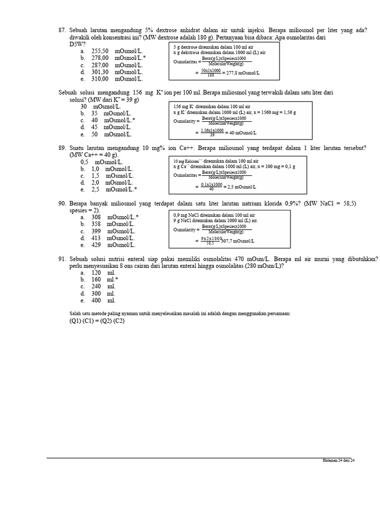 Osmolaritas Larutan Dextrose dan Ion | PDF